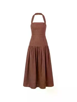 NICHOLAS Vivianne Halterneck Midi Dress - Brown