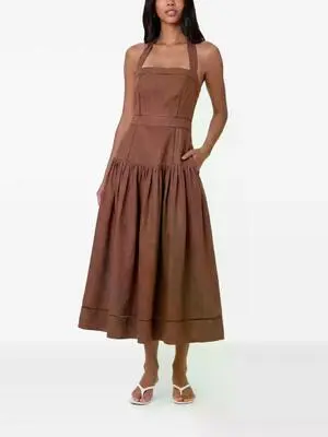 NICHOLAS Vivianne Halterneck Midi Dress - Brown
