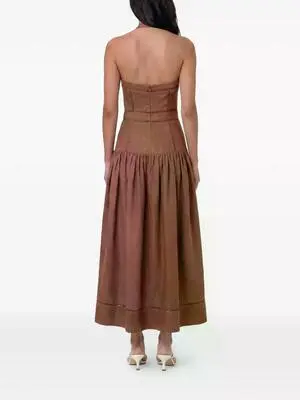 NICHOLAS Vivianne Halterneck Midi Dress - Brown