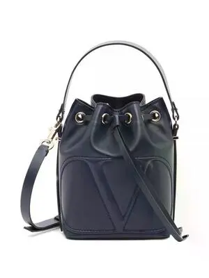Valentino Garavani Vlogo Walk Bucket Bag In Calfskin - Blue