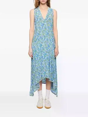 Zadig&Voltaire Rerol Floral-print Asymmetric Dress - Blue