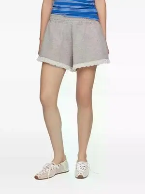 GANNI Lace-trimmed Jersey Shorts