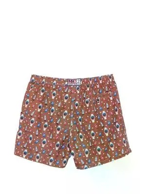 MC2 SAINT BARTH Graphic Print Drawstring Swim Shorts - Brown