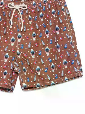 MC2 SAINT BARTH Graphic Print Drawstring Swim Shorts - Brown