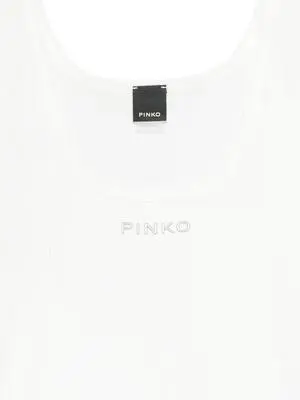 Pinko Tenace T-shirt With Square Neck And Cap Sleeves - White