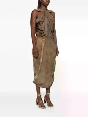 UMA WANG Sleeveless Midi Dress - Brown