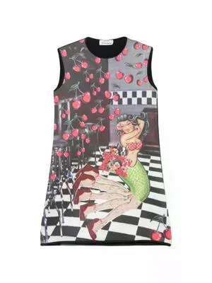 The Artistylist Graphic Print Sleeveless A-line Dress - Black