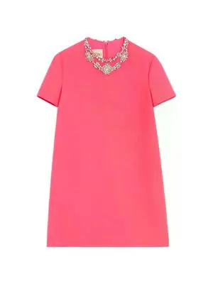 Valentino Garavani Embroidered Crepe Couture Short Dress - Pink