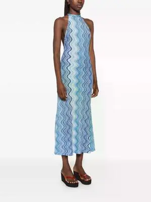 MC2 SAINT BARTH Tony" Zigzag Knit Halterneck Maxi Dress