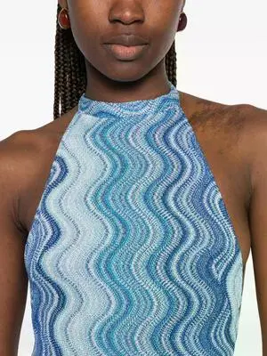MC2 SAINT BARTH Tony" Zigzag Knit Halterneck Maxi Dress