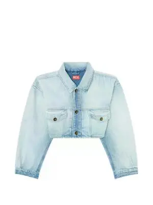 DIESEL® Cropped Embroidered Denim Trucker Jacket