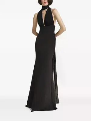 2310 STUDIO Halterneck Draped-panel Maxi Dress