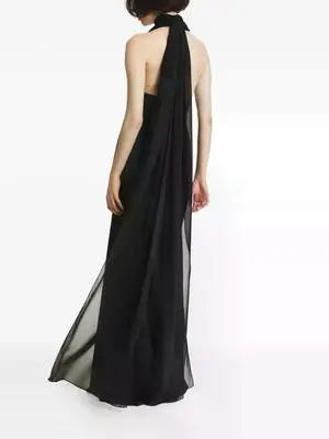 2310 STUDIO Halterneck Draped-panel Maxi Dress