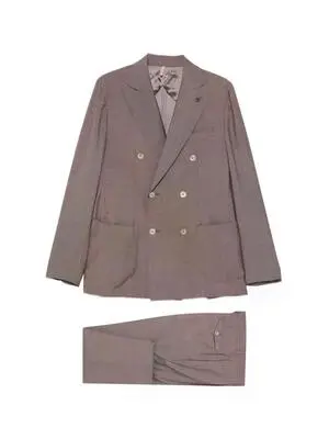 SANTANIELLO Double-breasted Peak-lapel Suit - Red