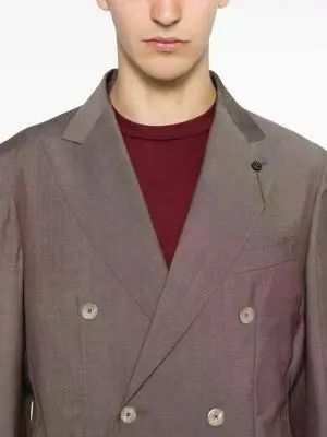 SANTANIELLO Double-breasted Peak-lapel Suit - Red