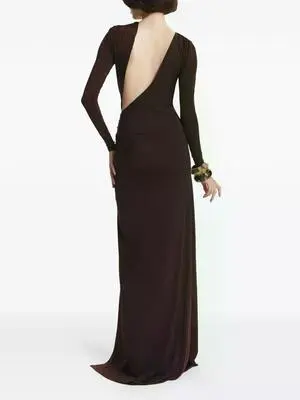 2310 STUDIO Ruched Open-back Maxi Dress - Brown
