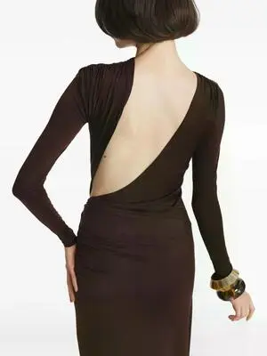 2310 STUDIO Ruched Open-back Maxi Dress