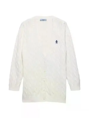 Prada Cable-knit Cotton Cropped Cardigan