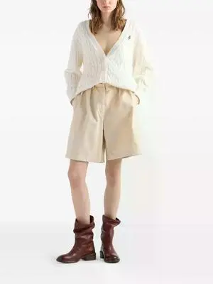 Prada Cable-knit Cotton Cropped Cardigan