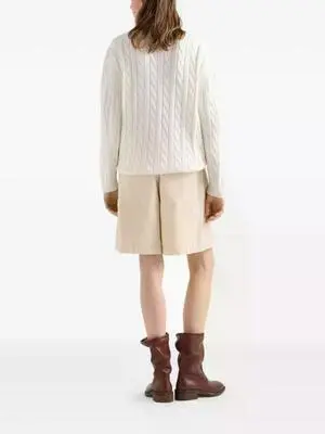 Prada Cable-knit Cotton Cropped Cardigan