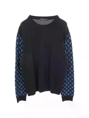 LOUIS VUITTON Monogram Sleeve Knit Crewneck - Black