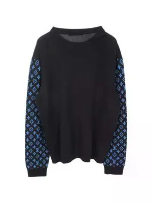 LOUIS VUITTON Monogram Sleeve Knit Crewneck - Black