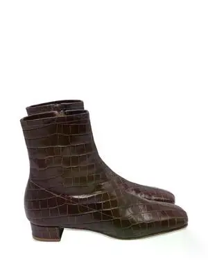 By Far Croc-embossed Ankle Boots - Brown