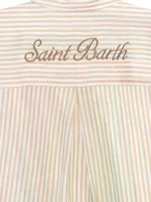MC2 SAINT BARTH Striped Embroidered Logo Shirt
