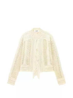 Ba&sh Bianca Open-knit Cardigan With Fringe Trim