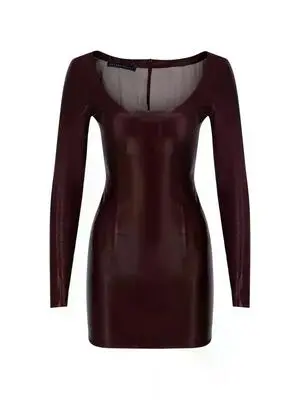 Zeynep Arçay Long Sleeve Leather Mini Dress