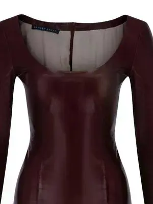 Zeynep Arçay Long Sleeve Leather Mini Dress