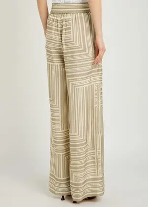 JOSEPH Dijon Printed Wide-leg Silk Trousers