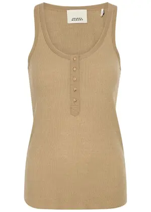 Isabel Marant Étoile Helma Ribbed Silk Tank Top - Bronze