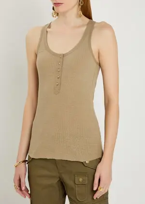 Isabel Marant Étoile Helma Ribbed Silk Tank Top - Bronze