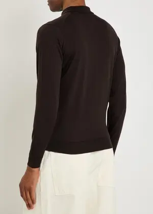 John Smedley Caverhill Merino Wool Polo Shirt - Brown