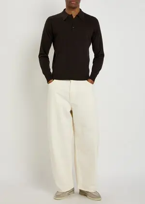 John Smedley Caverhill Merino Wool Polo Shirt - Brown