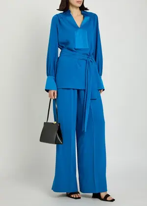 JOSEPH Belted Crepe Blouse
