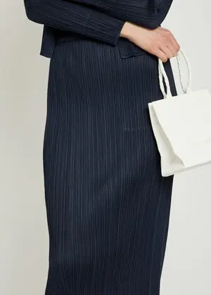 Issey Miyake Pleated Midi Skirt - Navy