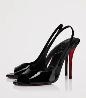 CHRISTIAN LOUBOUTIN Sofia Z Patent Leather Slingback High Heel Sandals - Black
