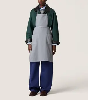 Miu Miu Cotton Chore Jacket With Leather Collar - Green