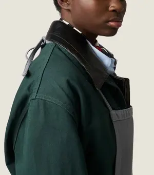 Miu Miu Cotton Chore Jacket With Leather Collar - Green
