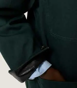 Miu Miu Cotton Chore Jacket With Leather Collar - Green