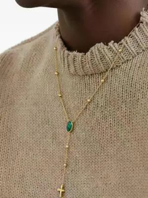 YOJ Rose Cross Pendant Malachite Necklace
