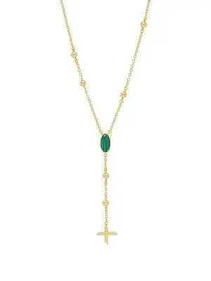 YOJ Rose Cross Pendant Malachite Necklace