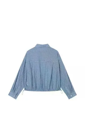 STUDIO TOMBOY Check-pattern Drawstring-hem Shirt - Blue