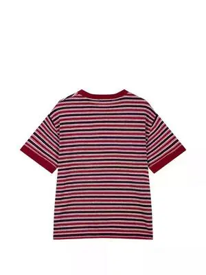 STUDIO TOMBOY Striped Short-sleeve Knit Top - Red