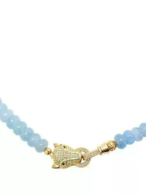 NIALAYA JEWELRY Chalcedony Necklace With Panther Charm - Blue