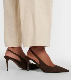 Brunello Cucinelli Monili Suede Slingback Pumps