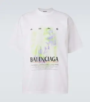Balenciaga Printed Cotton Jersey T-shirt - White