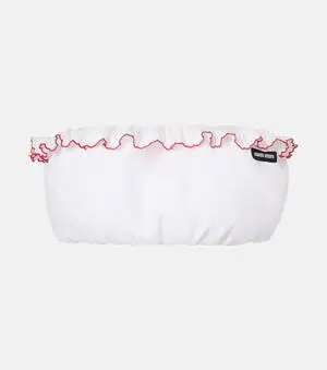 Miu Miu Scalloped Cotton Poplin Bandeau Top - White